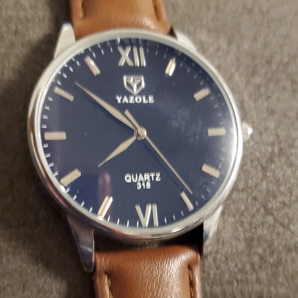 Accessories | Yazole Mens Quartz Watch Blue Dial Brown Leather Band ...
